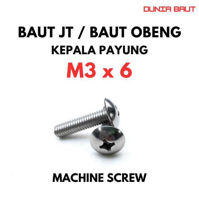 Jt M3X6 Machine Screw Bolt M3 X 6 Truss Head 3X6 Screwdriver Bolt + Stainless SS304 | Shopee ...