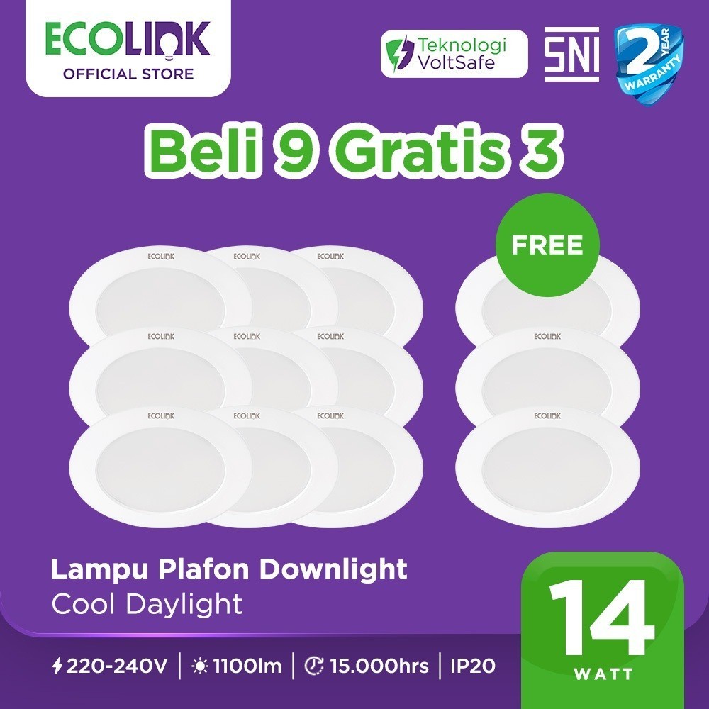 Ecolink Round Ceiling Lamp 3 Multipack Downlight LED Cool Day Light 14 ...