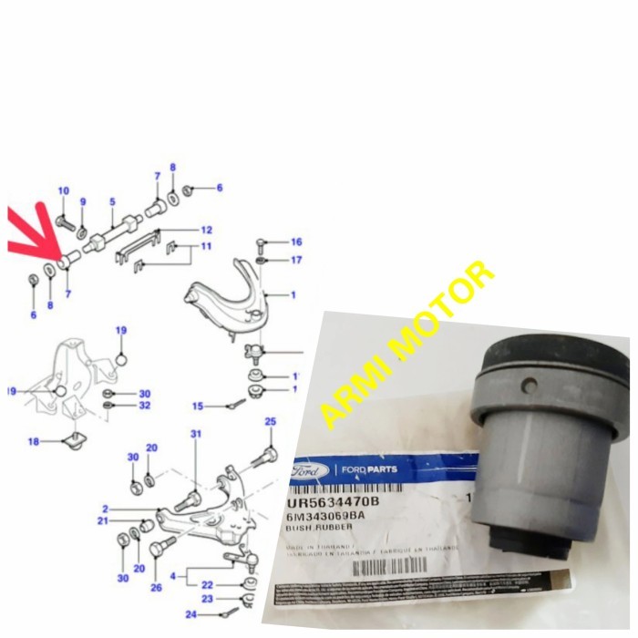 Great Upper Wing Bushing Upper Arm Ford Everest & Ranger Tdci Original ...