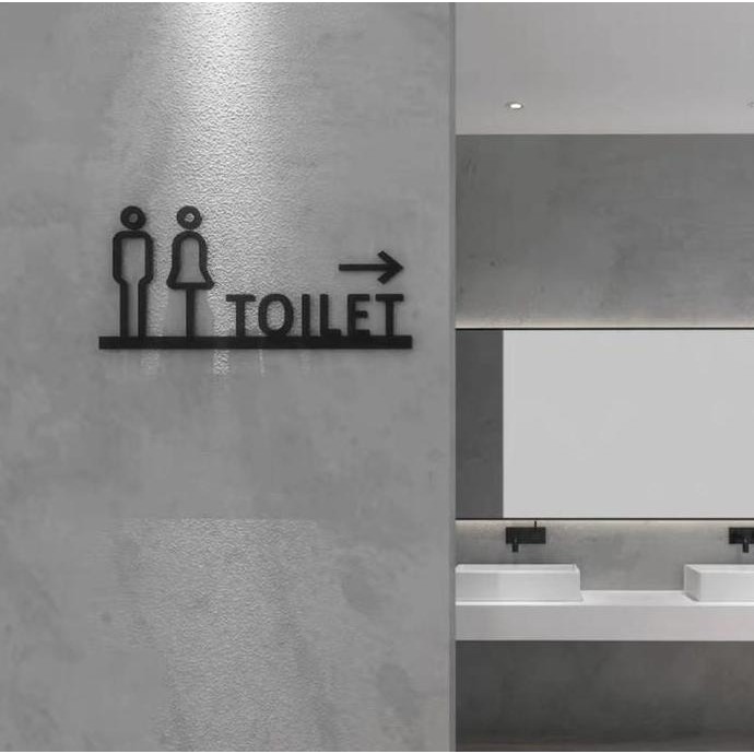 Acrylic Toilet Sign Modern PA Restroom WC Indicator Label Sticker ...