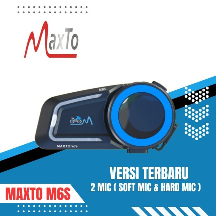 MAXTO M6S INTERCOM 8 RIDERS MUSIC SHARING IP67 WATERPROOF (HARD AND SOFT MIC) FULL SET | Shopee ...
