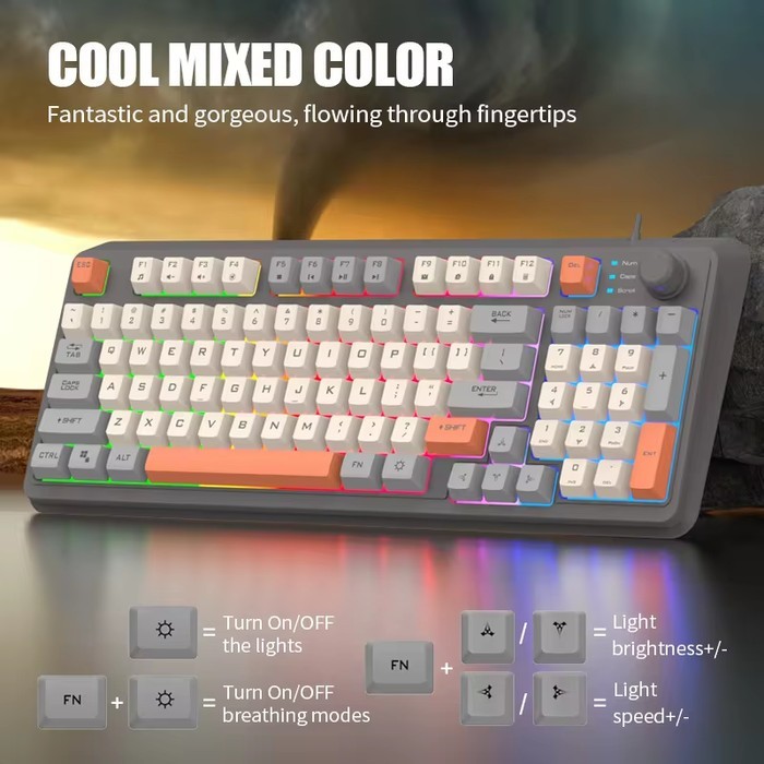 Gaming Keyboard - Wired Keyboard RGB Light / Mechanical Feel Keyboard ...