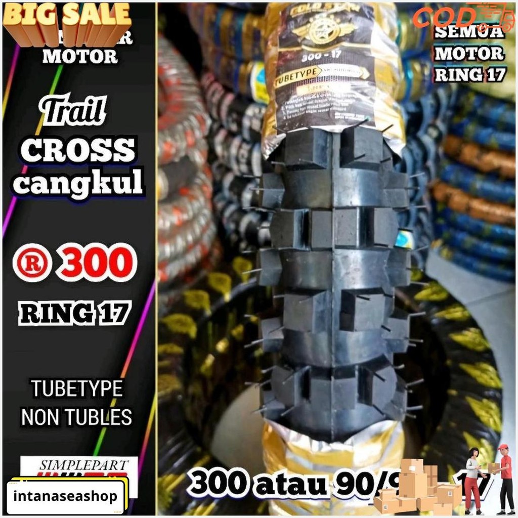 Cross Tires Size 300 Ring 17 Pair Front Rear Suitable for Vega Jupiter ...