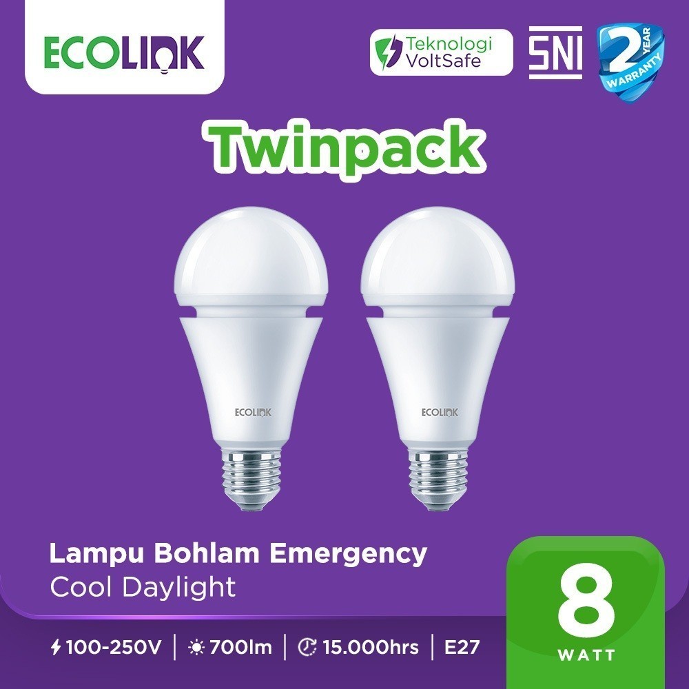 Ecolink LED Emergency Bulb Rechargeable Flashlight Cool Day Light 8 ...