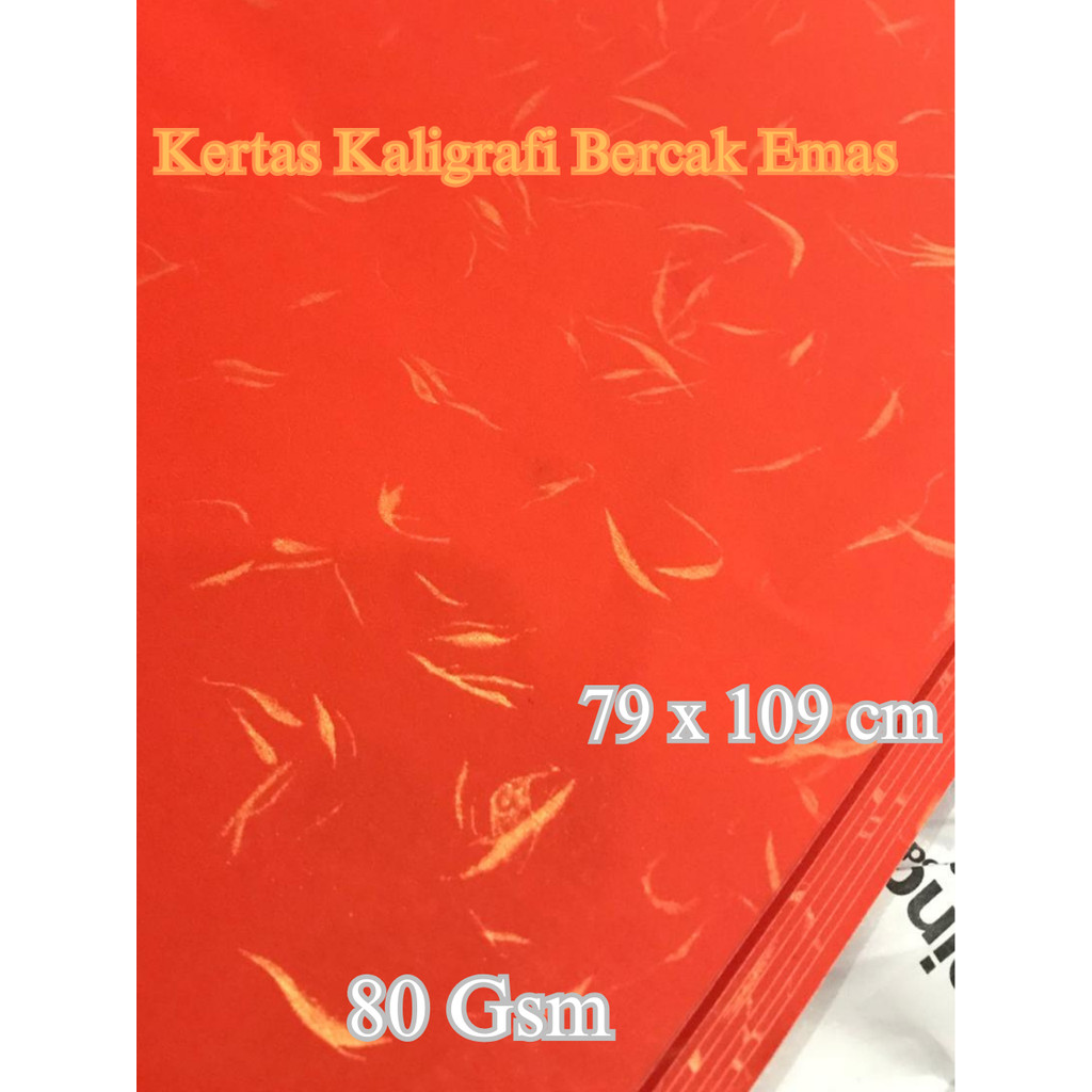 MERAH (1 Sheet) CALLIGRAPHY PAPER RED COLOR CABE WITH GOLD SPOTS 80 GSM ...