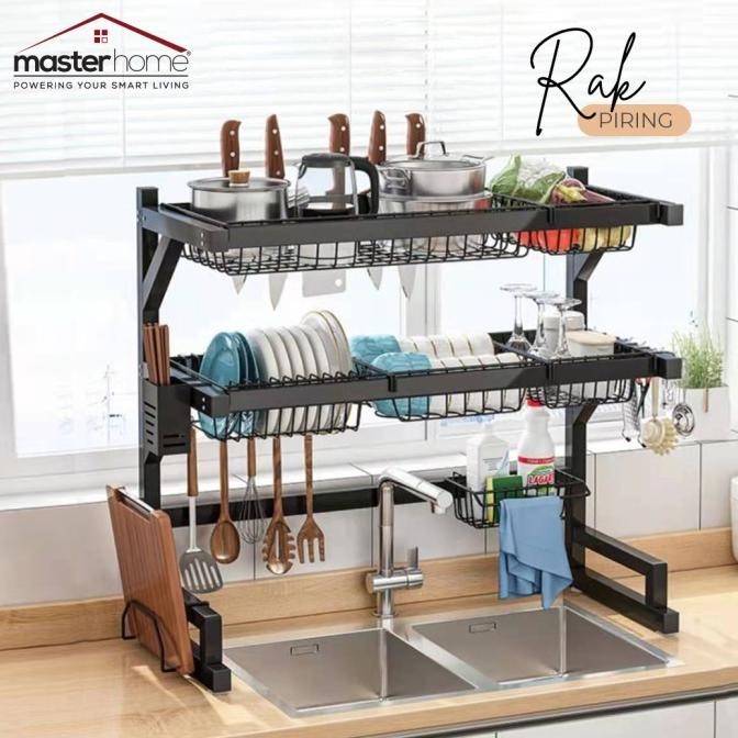 HITAM Black Stainless Kitchen Rack Sink Rack Sturdy Kitchen Dish Rack 2 ...