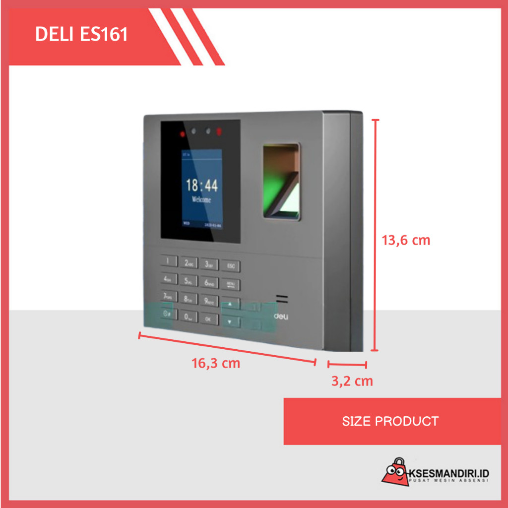 MESIN Deli ES161 Automatic Report Face and Fingerprint Attendance ...
