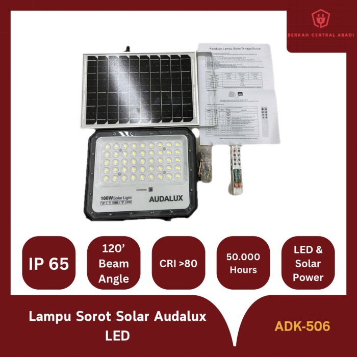 Audalux Solar Panel Spotlight 50 Watt 100 Watt LED Solar Power ADK506 ...
