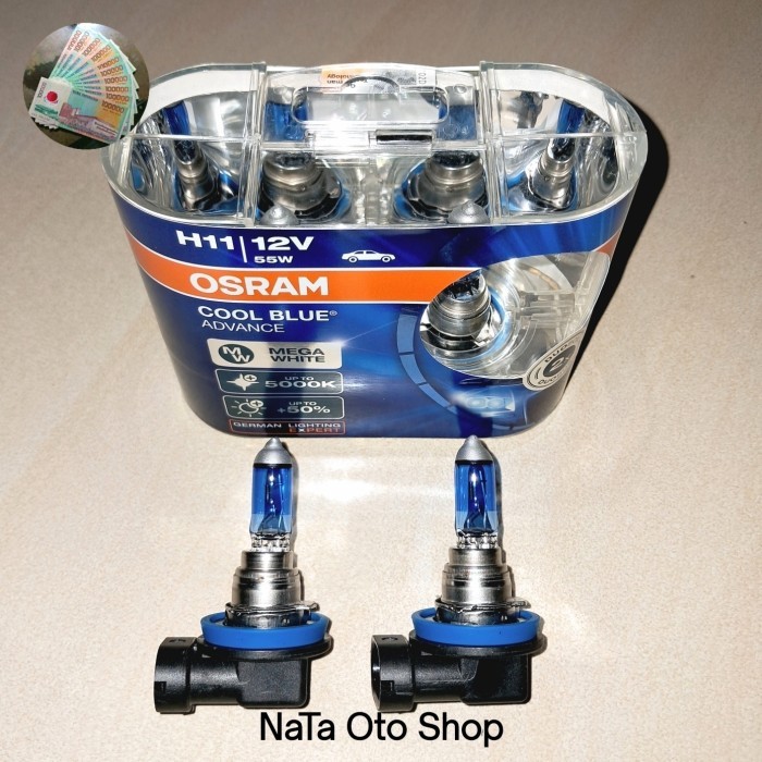 Original Osram H11 Halogen Cool Blue Advance Mega White 5000K Bulb ...