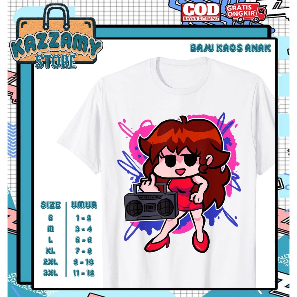 3D Children's T-shirt FNF Friday Night Funkin Girlfriend Children's ...