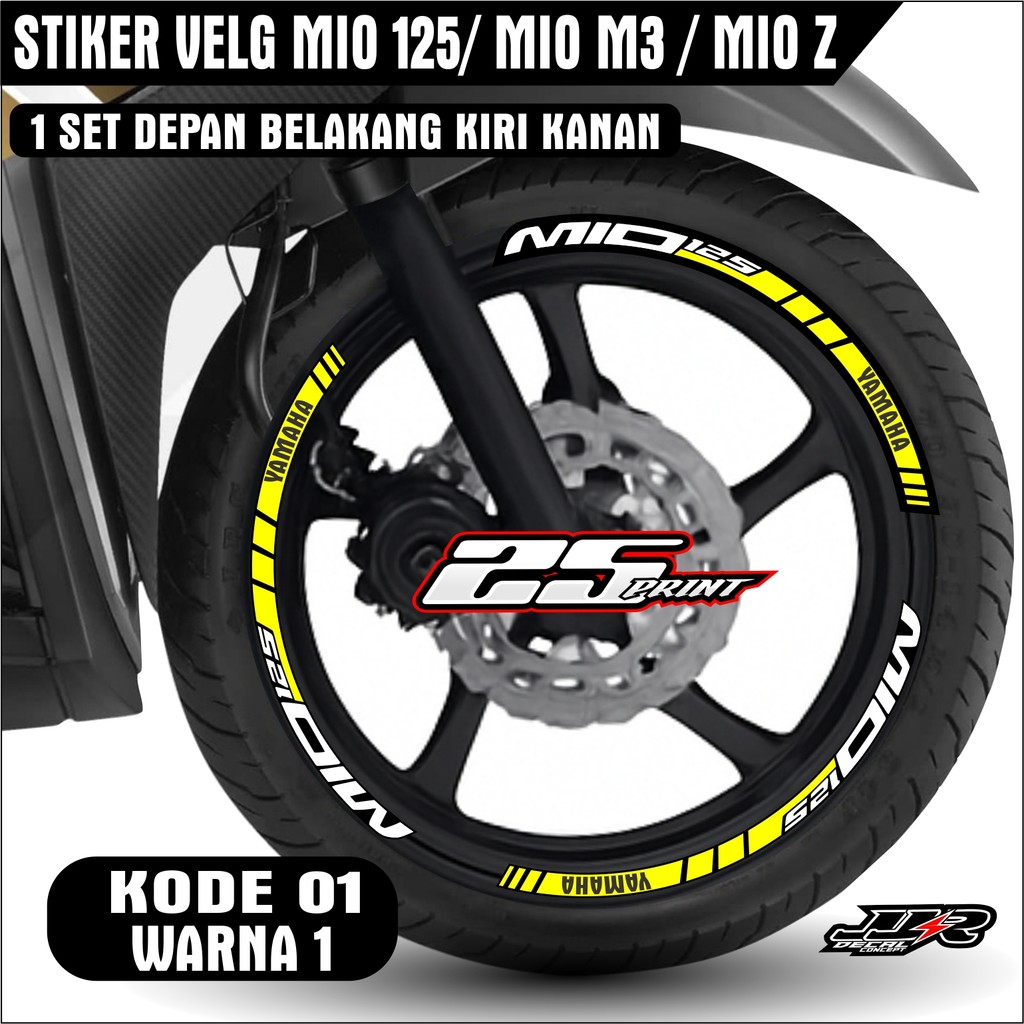MIO 125/MIO M3/MIO Z RIMS STICKERS 1 SET FRONT REAR CODE 01 YAMAHA MIO ...