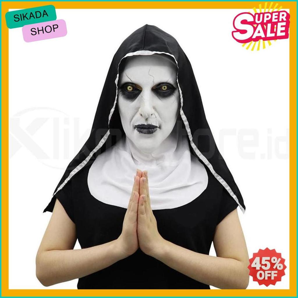 Valak The Nun Latex Horror Scary Mask Halloween Party Cosplay Ghost ...