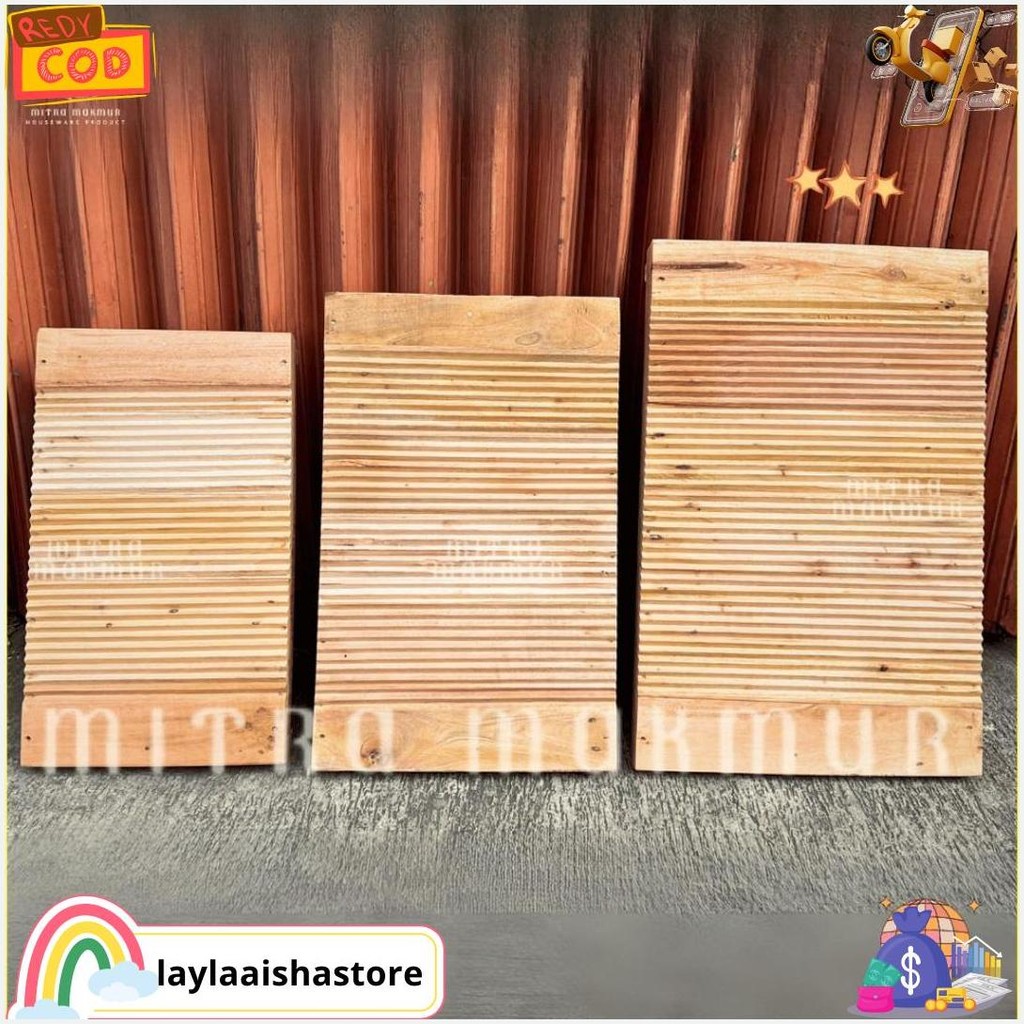 MESIN Wooden Washing Board Size SML Washing Board Manual Wooden Washing ...