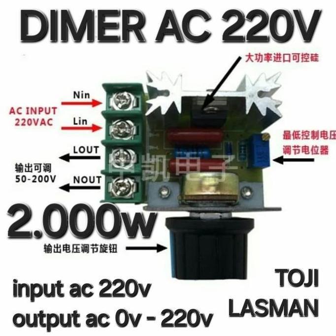 (V 220V Ac Dimmer) 2,000 Watt Bright Regulator Dimmer Speed Step Down ...