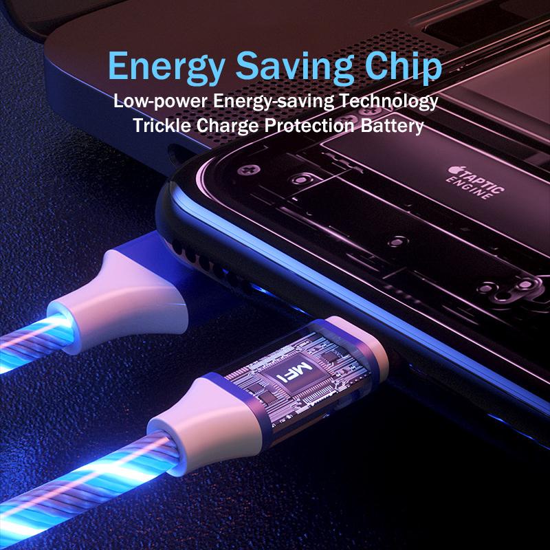 New Arrive 2Meter 3 In 1 LED Flowing Light USB Cable 1.2M Fast Charging ...