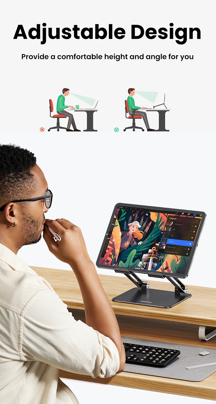 【New Arrival】UGREEN Foldable Adjustable Tablet Stand iPad Drawing ...