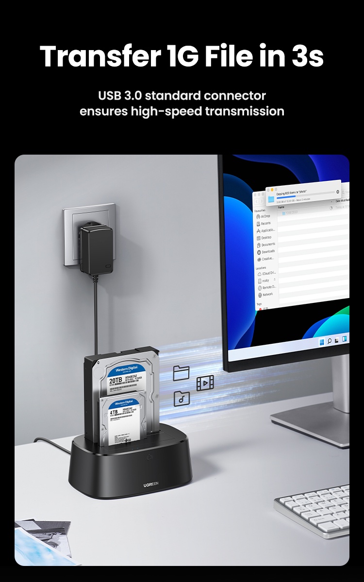 UGREEN HDD Docking Station SATA to USB 3.0 Adapter for 2.5 3.5 SSD Disk Case HD Box Dock Hard ...