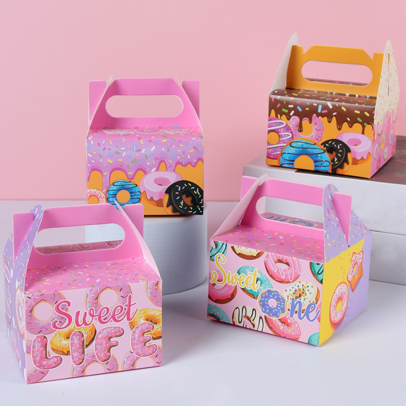 4pcs Pink Donut Mini Candy Gift Box Paper Candy Suitcase Packaging ...