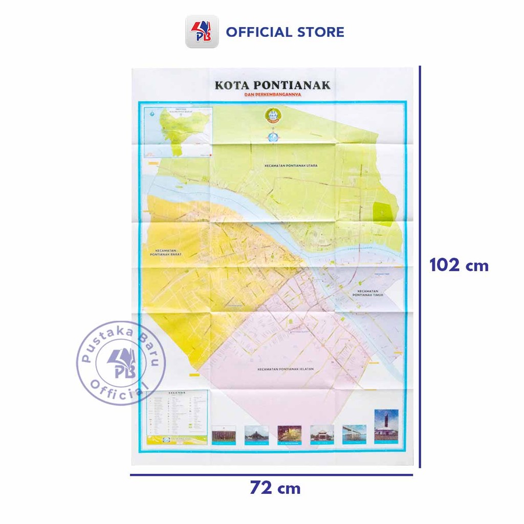 Pontianak City Map / Pontianak City Sheet Folding Map / Mas Surya - BB ...