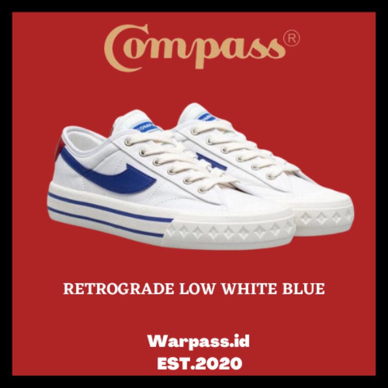 Compass Retrograde Low White Blue Shoes 100% ORIGINAL | Shopee Malaysia