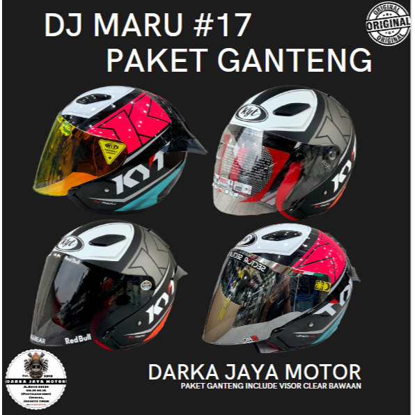 Helmet KYT DJ MARU 17 BLACK/RED FLOU | Shopee Malaysia