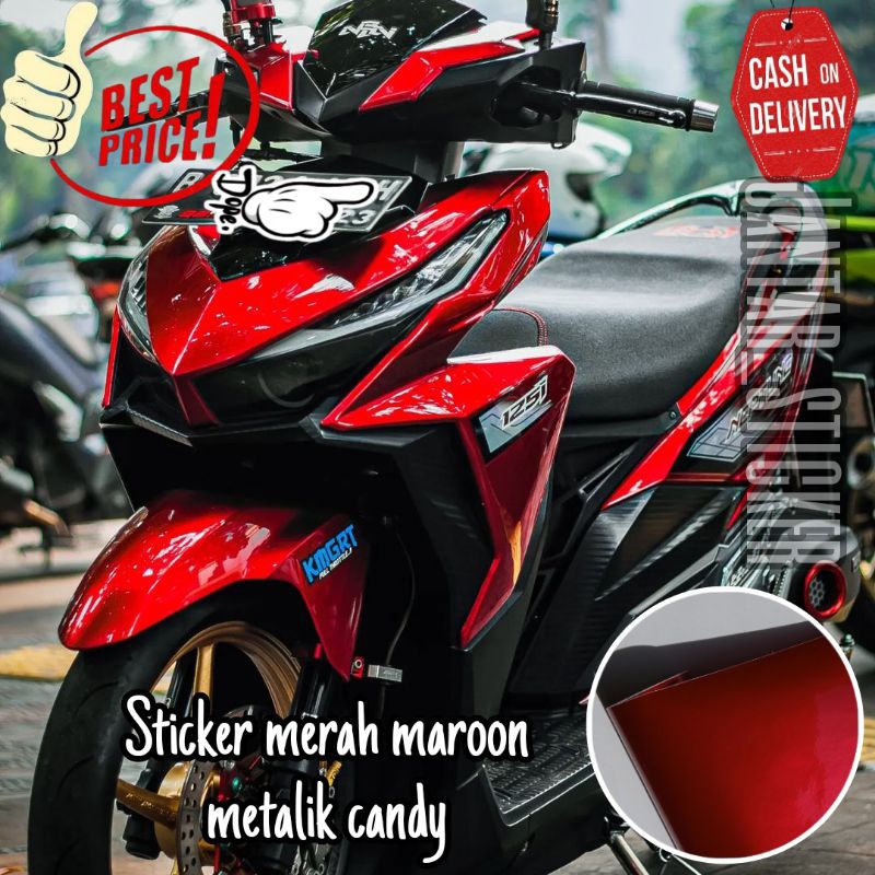 MERAH Maroon candy Metallic Red Motorcycle sticker candy Red Motorcycle ...