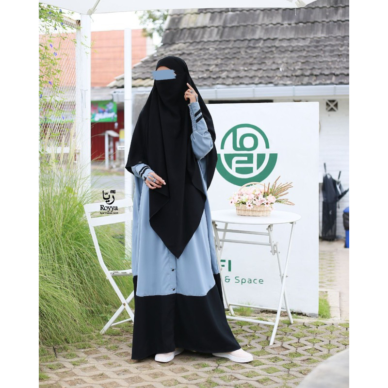 Yuna Series by Royya | Abaya Twotone French Khimar | Shopee Malaysia