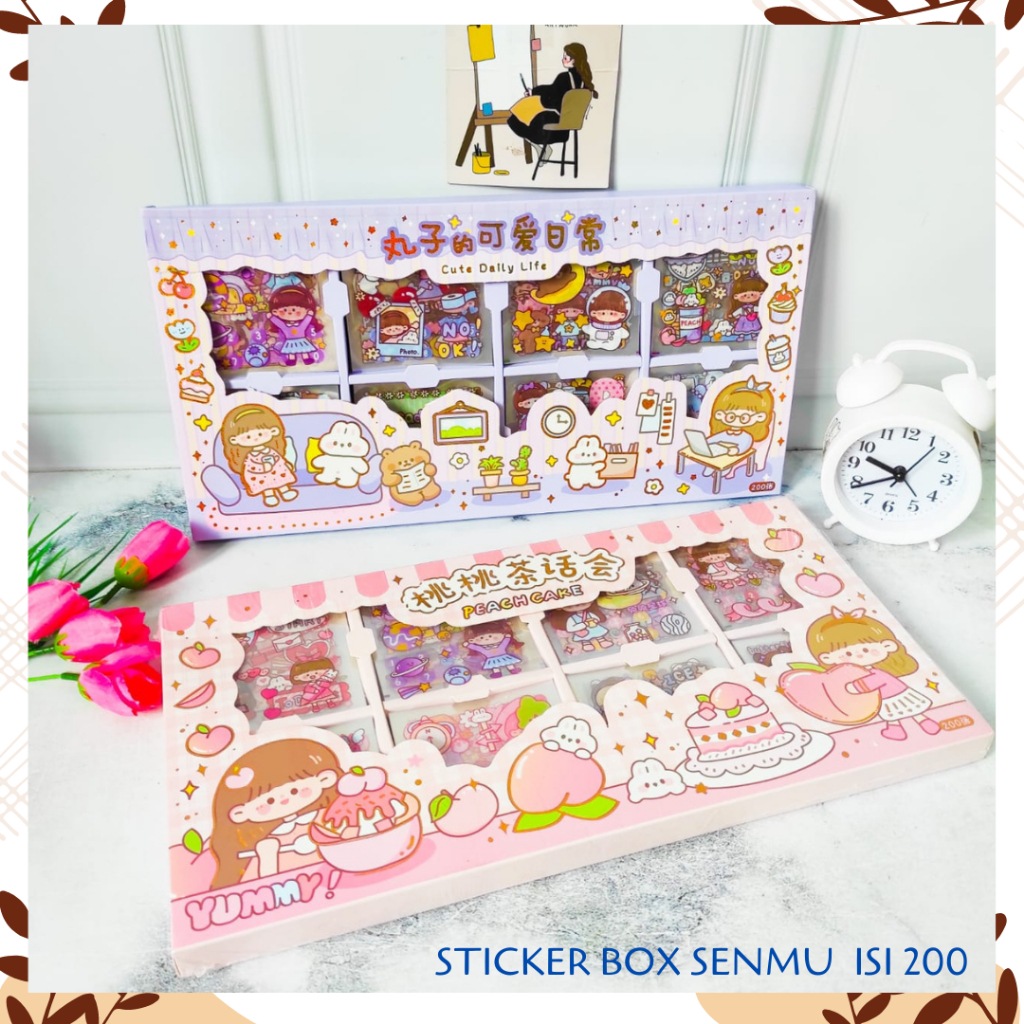 Sticker BOX SENMU MASU MOMO Contents 200 Sheets Set Daily Manual Cute ...