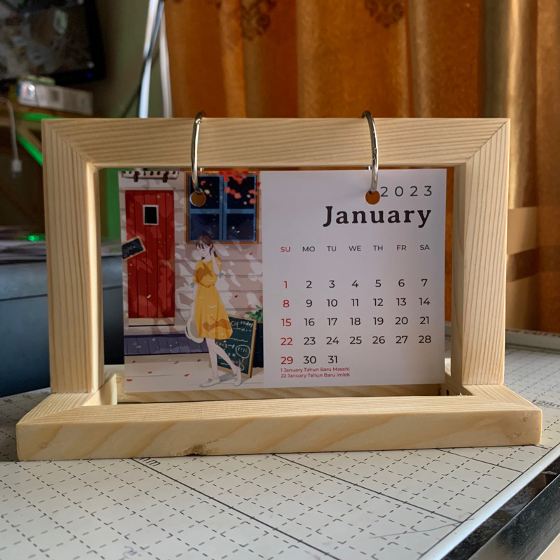 KAYU Aesthetic Desk Calendar 2025 custom wooden calendar | Shopee Malaysia