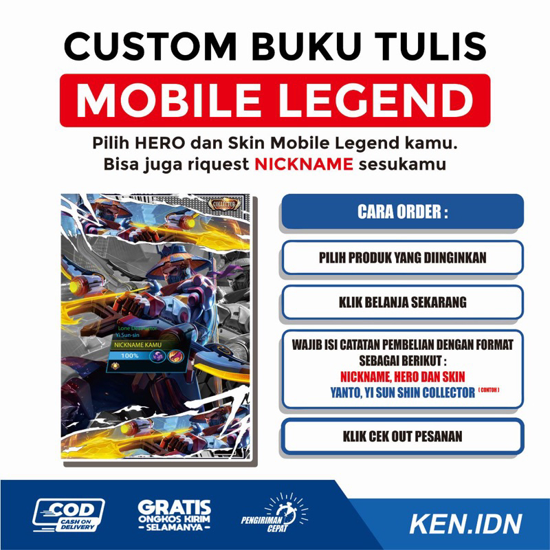 Custom Mobile Legend Notebook (Hero And Nickname) | Shopee Malaysia