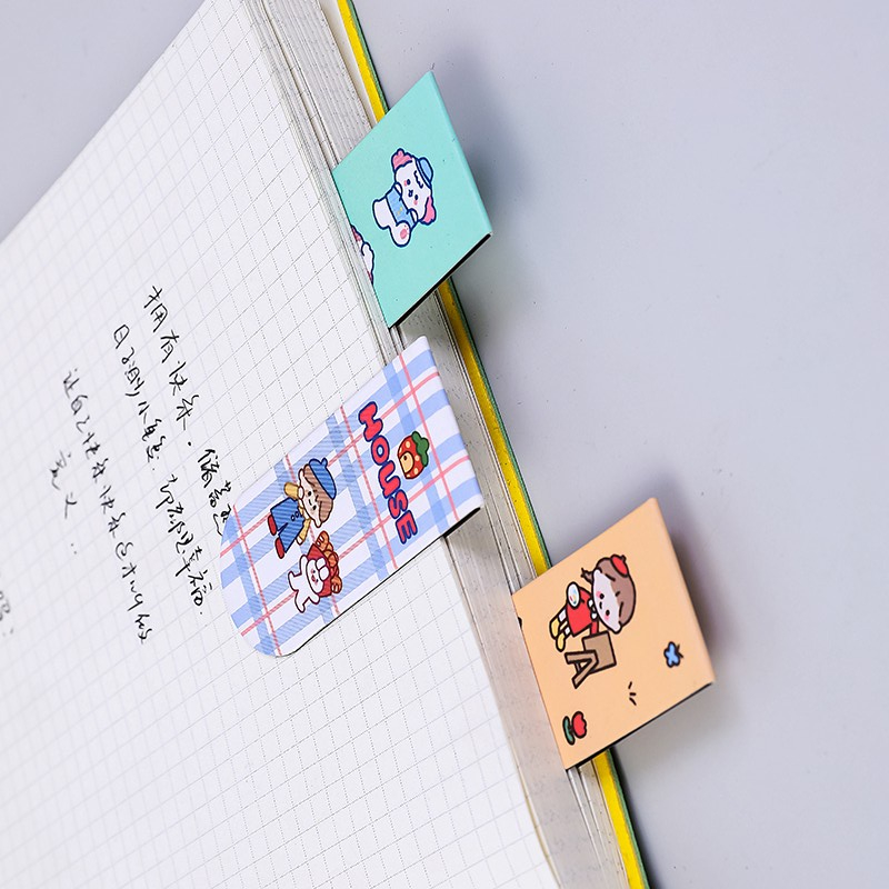 Magnetic bookmarks with cute cartoon motifs, cartoon stationary ...