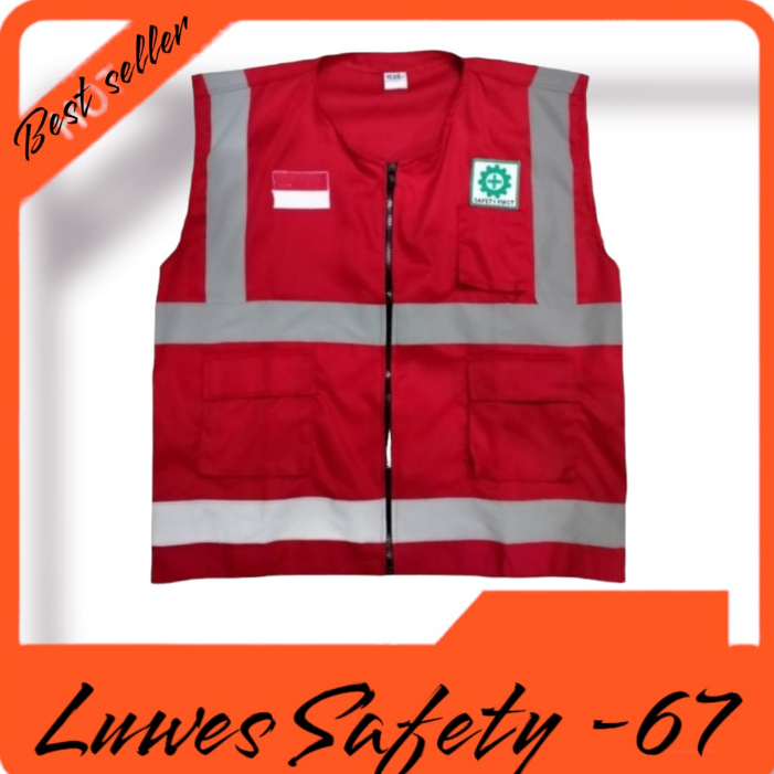 MERAH Red Drill Material SAFETY Vest/SAFETY Vest/Project Vest+K3 LOGO ...