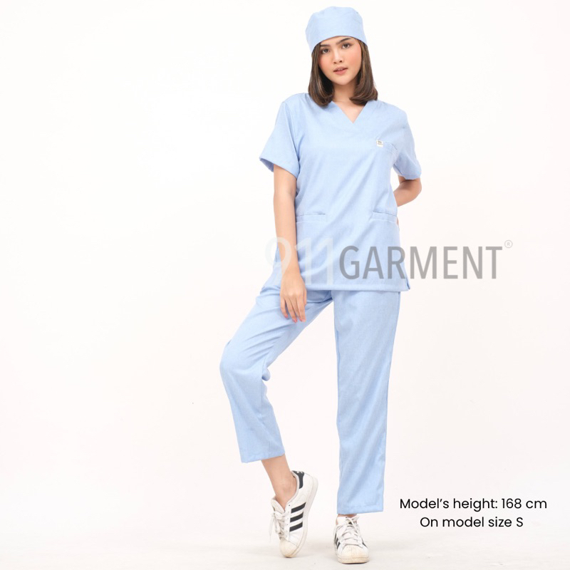 [Two Tone/ Denim Edition] Doctor Scrub SET Check Out Doctor/ OK Clothes/ Nurse Clothes/ Guard ...