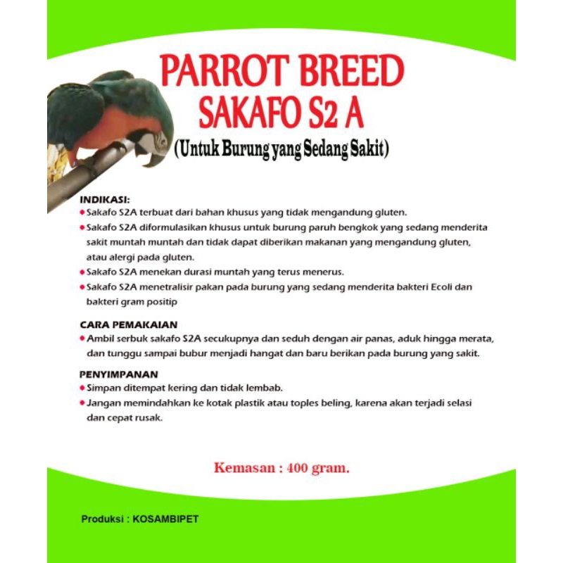 Parrot breed - Sakafo S2A - Hand feeding - For Sick Birds Vomiting ...