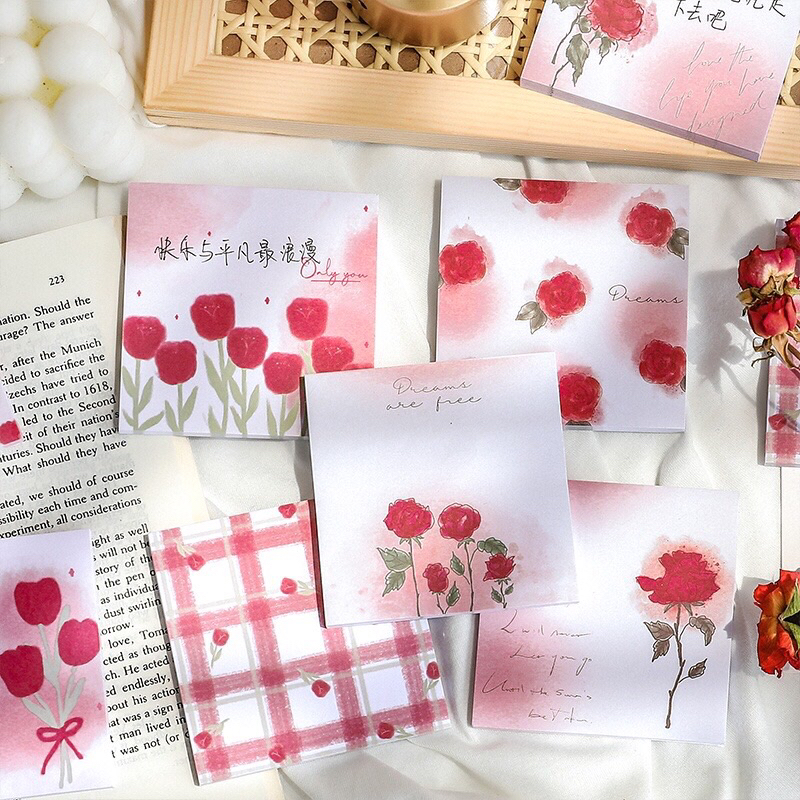 - Memo PAD STICKY NOTE STICKED PAPER FLOWER MESSAGE NOTES MARKERS BOOK ...