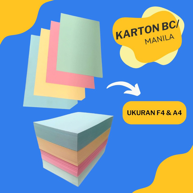 [Fill 50 Sheets] manila bc brief card Color Cardboard Paper Size f4 a4 ...
