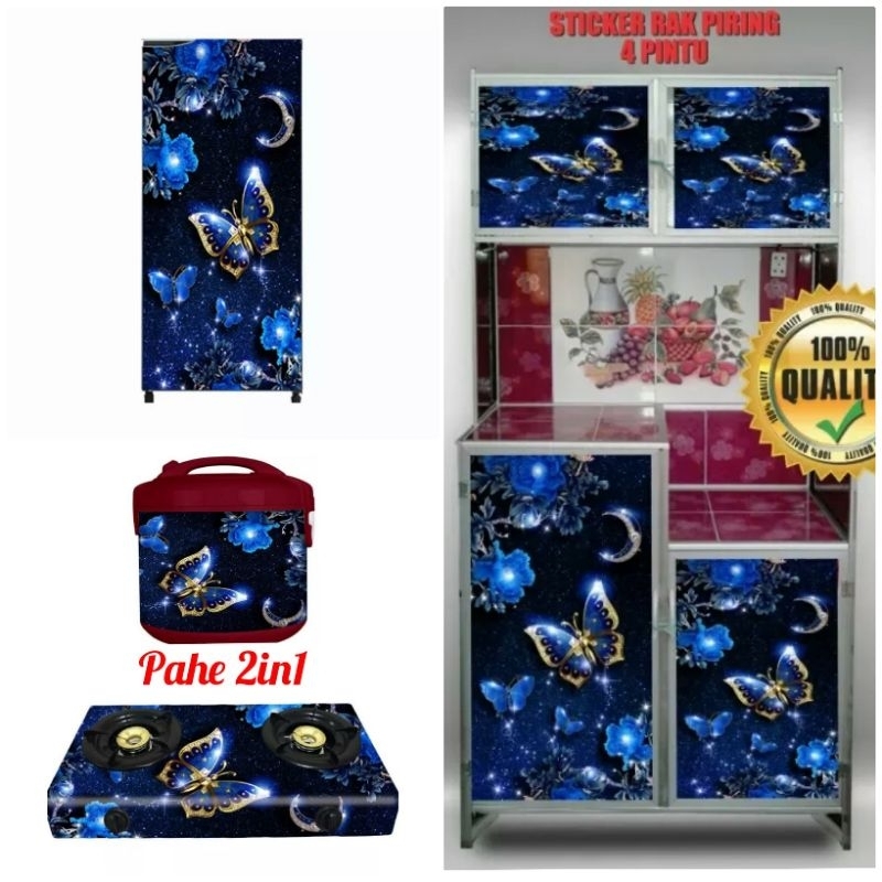 4 in 1 wallpaper complete with 4 door plate rack and 2 burner stove and ...