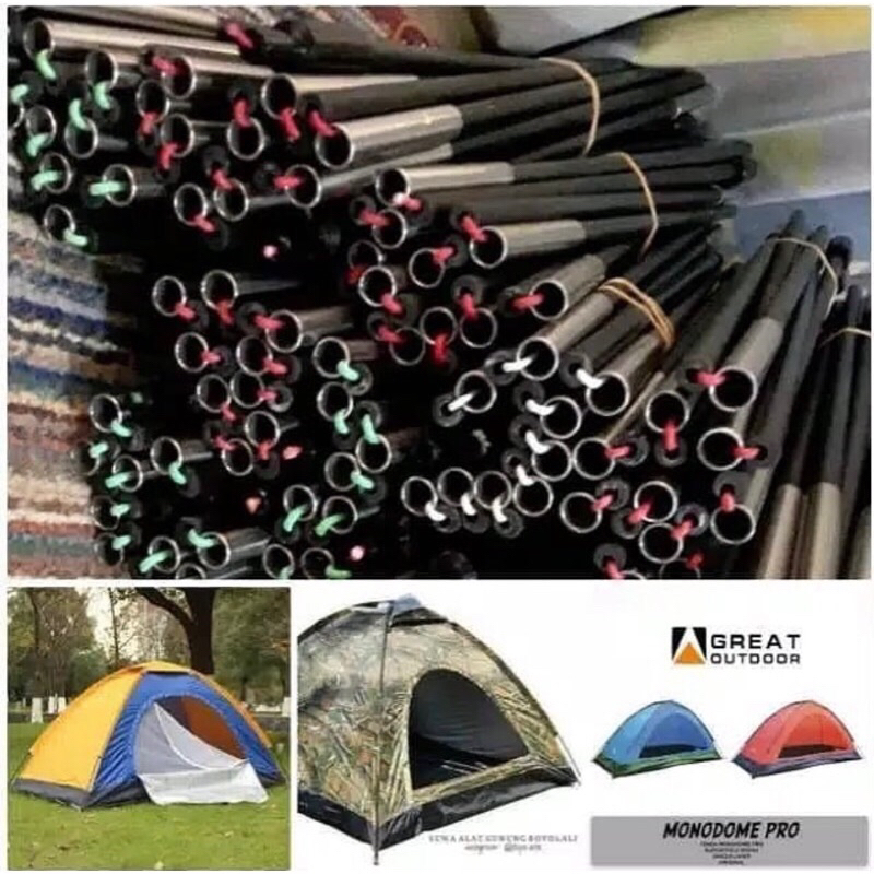 TENDA 1 set Long lonjor fiber Tent frame Capacity 2-3 People set Tent ...