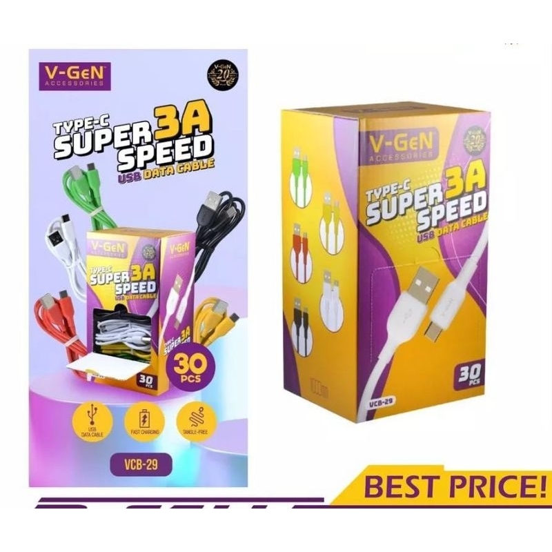 (Unit Price) V-Gen Data Cable VCB-27 2A/VCB-29 3A MICRO USB & TYPE-C ...