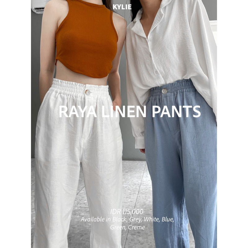 Raya LINEN PANTS (Long HIGHWAIST Women's LINEN Material) | Shopee Malaysia