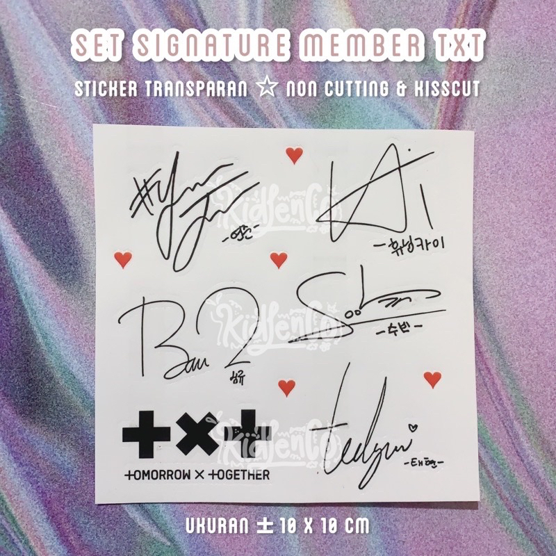 Set sticker signature txt member sticker ttd Transparent no cutting ...