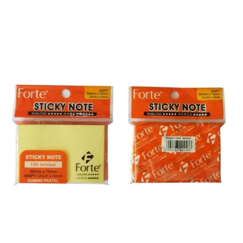 Sticky Note Forte Pastel Yellow 656PY/Sticky Memo Paper 100 Sheets 50mm ...