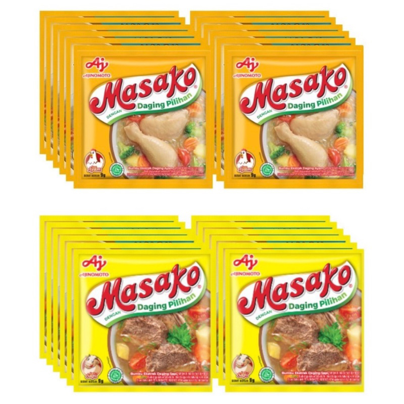 (12 Sachets = 1 packet) CHICKEN / BEEF MASAKO Broth Flavoring | Shopee ...