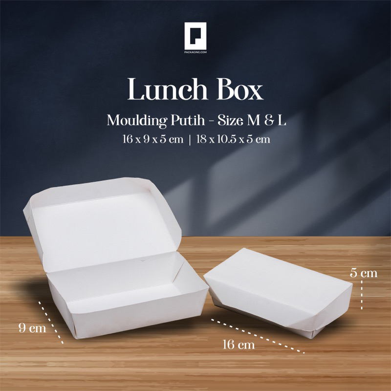 PUTIH Plain Kraft White Lunch box Size L/Instant Lunchbox/Plain White ...
