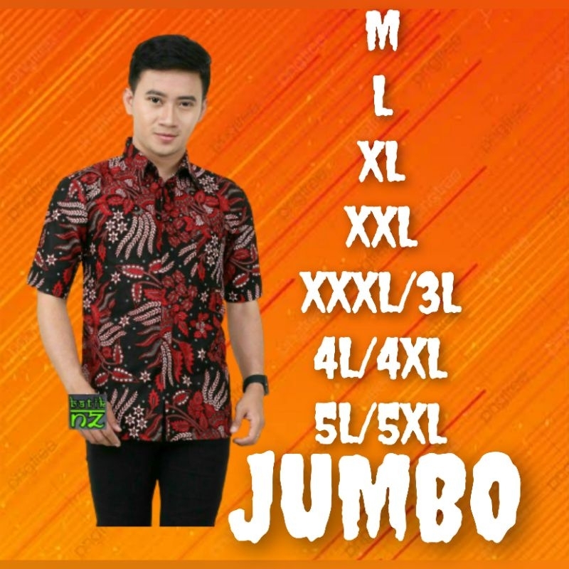 KEMEJA M L XL XXL 3L.4L 5L jumbo batik shirts men's batik jumbo shirts | Shopee Malaysia