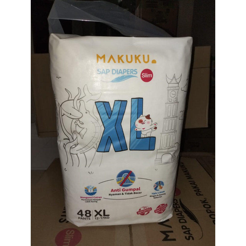 Makuku SAP DIAPERS SLIM PANTS XL48 Baby Diaper PANTS XL48 | Shopee Malaysia