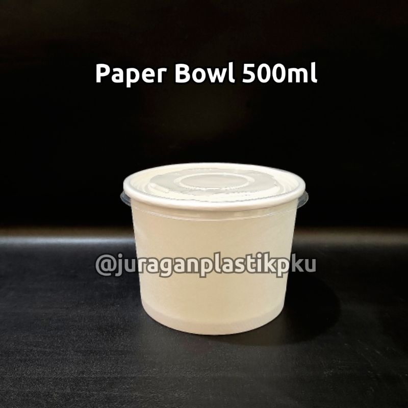 PUTIH 500ml Thick Paper Bowl + WHITE Lid | Microwave Resistant Paper ...