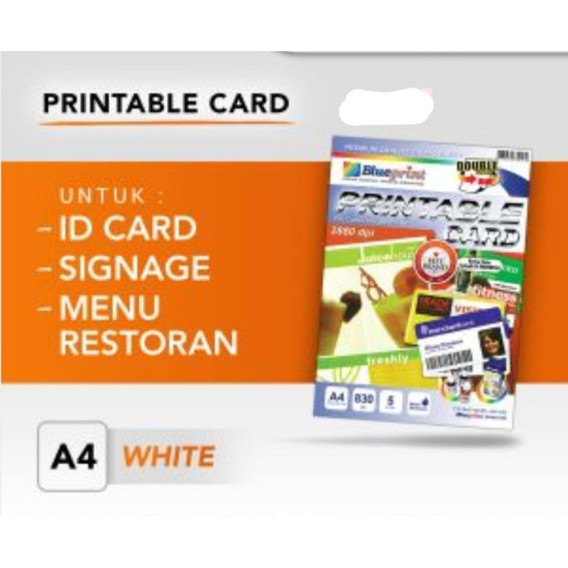 Pvc ID Card BLUEPRINT Printable Card White Double Side 830 Micron Paper ...