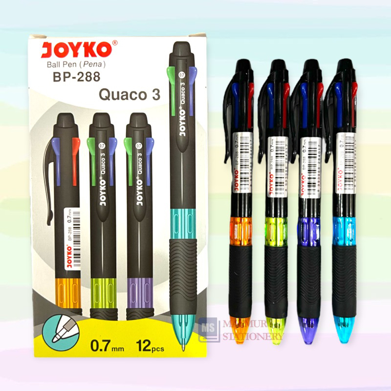 Joyko Pen / Ballpoint Pen 4 Colors QUACO 3 BP 288 (Pcs) | Shopee Malaysia