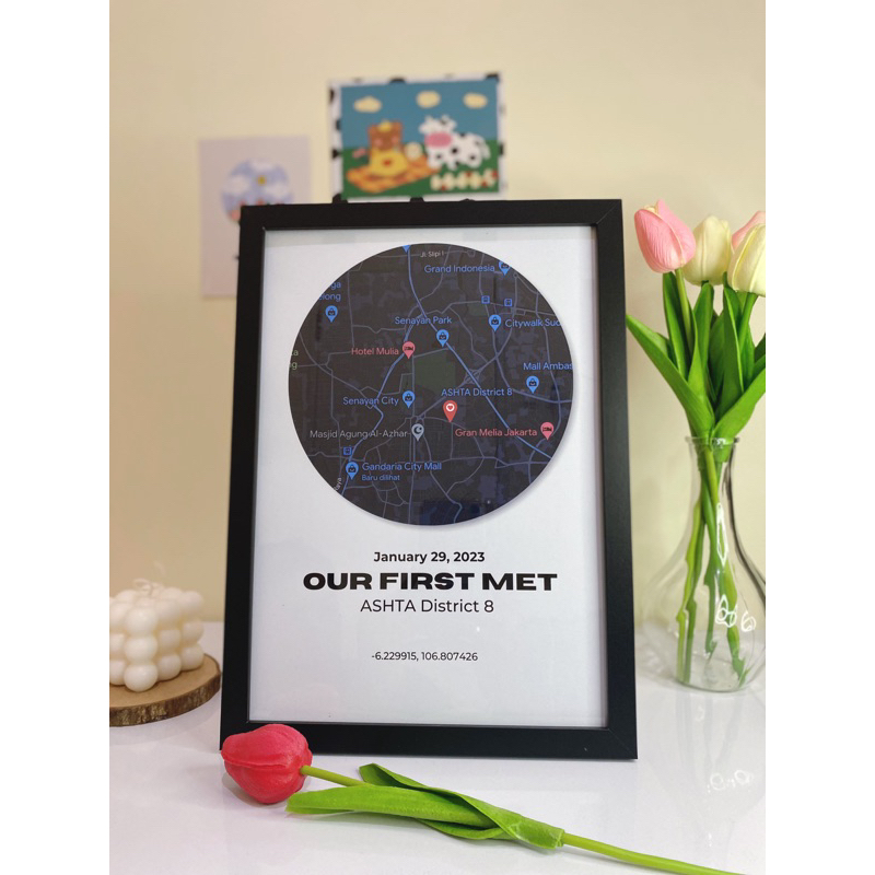 Framed location maps A4 | Gift location maps aesthetic cute ins | Gift ...